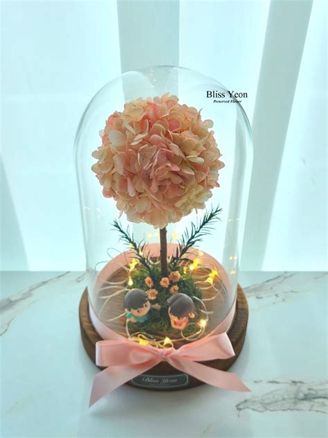 프리저브드플라워 수국 볼 토피어리 Led유리돔 수국유리돔 용인프리저브드플라워 오렌지투톤수국 영덕동꽃집 네이버 블로그