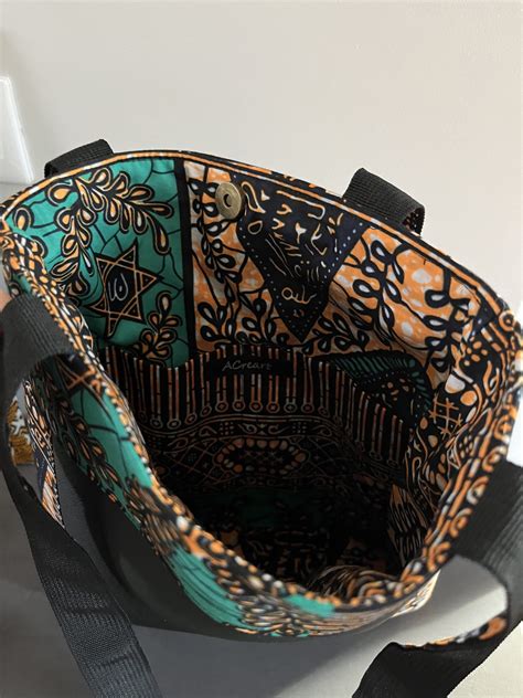 Sac Tote Bag En Simili Cuir Et Wax Taille S Acreart