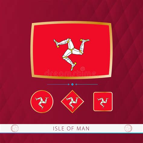 Set Of Isle Of Man Flags With Gold Frame For Use At Sporting Events On