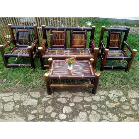 Jual Kursi Set Bambu Hitam Kursi Bambu Hitam Bambu Hitam Set Kursi