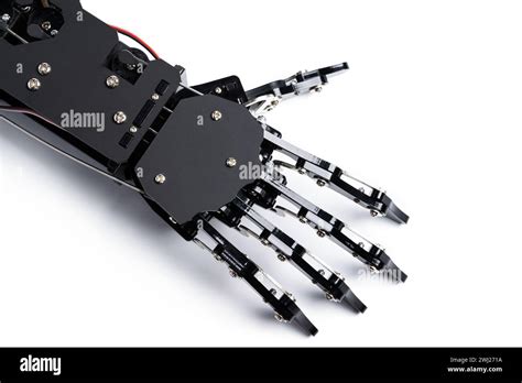 Vraie main de robot sur fond blanc. Concepts de développement de l'IA ...