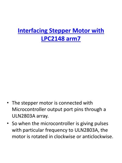 interfacing stepper motor with lpc2148 arm7 pdf