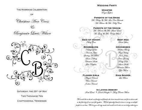 Printable Wedding Program Templates