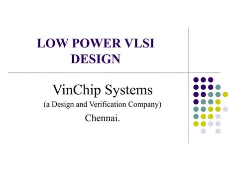 Low Power Vlsi Design Ppt