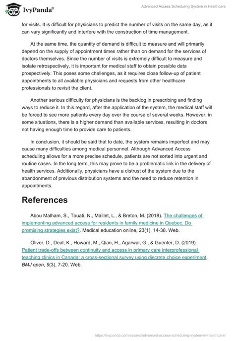Advanced Access Scheduling System In Healthcare 606 Words Essay Example