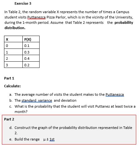 Solved Exercise 3 In Table 2 The Random Variable X Chegg Com