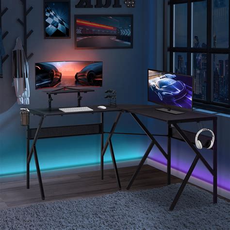 HOMCOM Bureau Gaming D Angle Bureau Gamer Bureau Informatique Bracket
