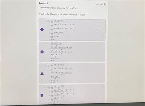 Solved Question 8 Consider The Function Defined By F X X²