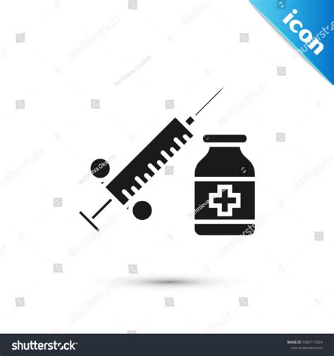 Black Medical Syringe Needle Vial Ampoule Stock Illustration 1585717924
