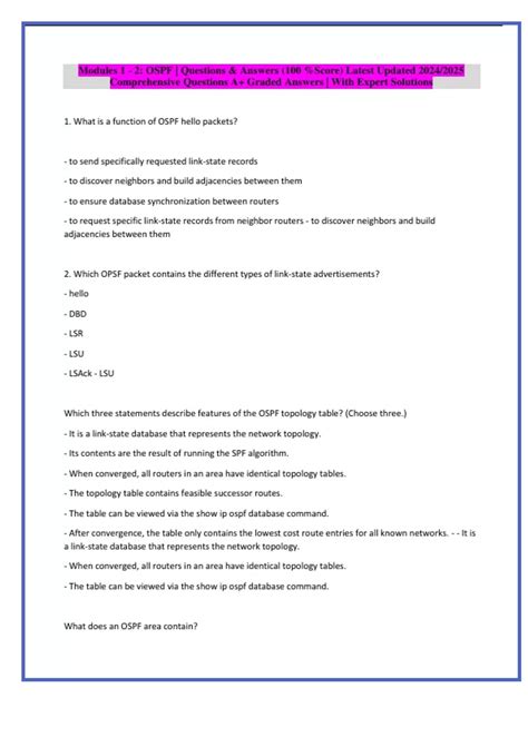 Modules 1 2 Ospf Questions And Answers 100 Score Latest Updated 2024 2025 Comprehensive