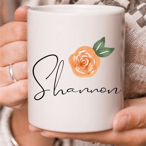 Tasse De Nom Floral Tasse De Café Monogramme Initial Cadeau Etsy