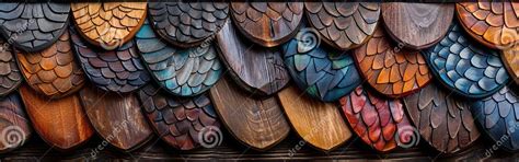 Wooden Larch Fish Scale Cladding On Wall With Traditional Ecological