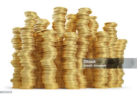 흰색 배경에 황금 동전의 스택 클리핑 경로가 포함되어 있습니다 더미에 대한 스톡 사진 및 기타 이미지 더미 비트코인 흰색 배경 Istock