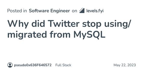 why did twitter stop using migrated from mysql levels fyi community