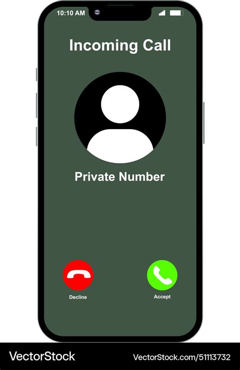 Private Call Screen Incoming Call Screenshot Vector Image