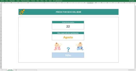 Plantilla GRATUITA Predictor del sexo del bebé en Excel