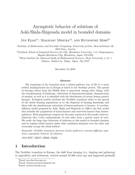 Pdf Asymptotic Behavior Of Solutions Of Aoki Shida Shigesada Model In