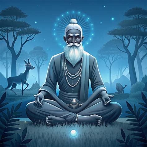 A Picture Of A Man In A Lotus Position With A Deer In The Background