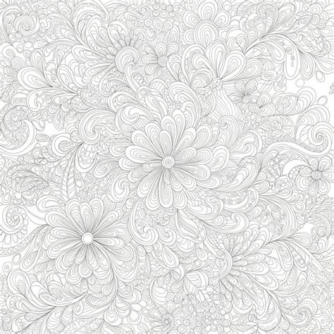Intricate Line Art Featuring Abstract Floral And Paisley Patterns The