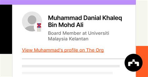 Muhammad Danial Khaleq Bin Mohd Ali Board Member At Universiti