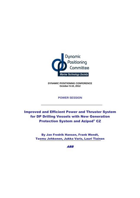 pdf dynamic positioning conference october 9 …dynamic proceedings dp2012 power