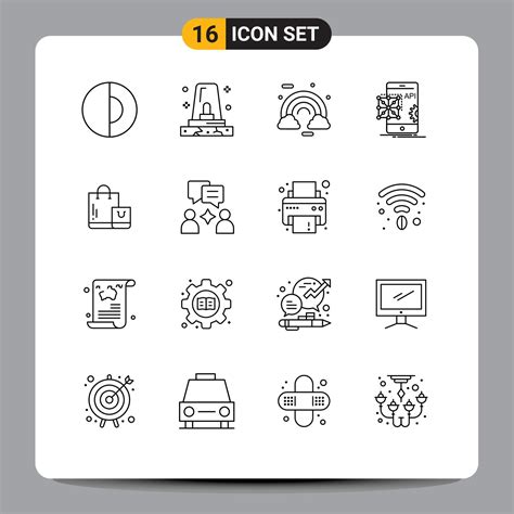 16 User Interface Outline Pack Of Modern Signs And Symbols Of Mobile Coding Celebrate