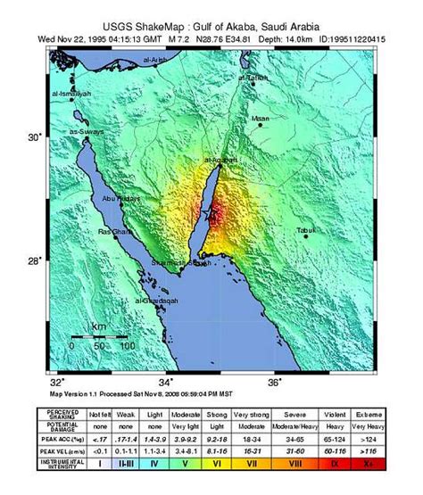 Usgs Shakemap 1995 Gulf Of Aqaba Earthquake Picryl Public Domain Media Search Engine