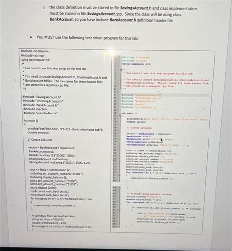 Solved 1 Define A Class Bankaccount Which Contains The