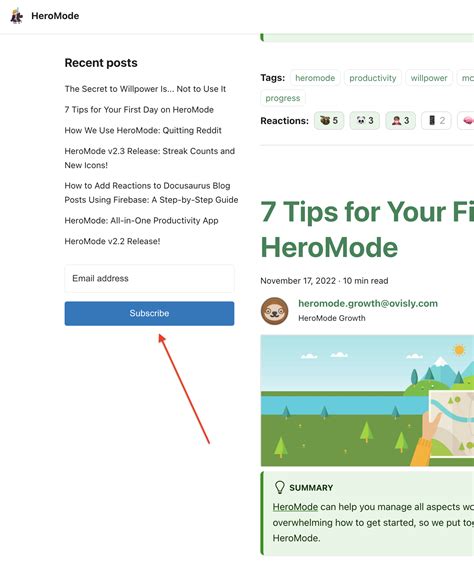 How To Add A Blog Header And Subscription Buttons To Your Docusaurus Blog HeroMode App