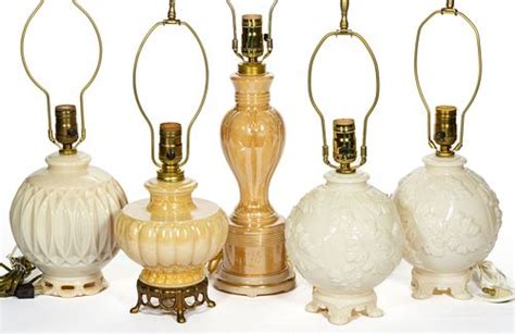Aladdin Ivory Alacite Electric Table Lamps Lot Of Five Sold At