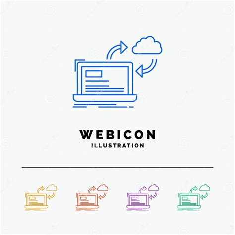 Sync Processing Data Dashboard Arrows 5 Color Line Web Icon Template Isolated On White