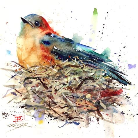 Bluebird Watercolor Bird Art Print By Dean Crouser Etsy