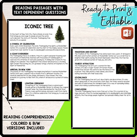 Iconic Tree Reading Comprehension Worksheet Teachers Stock