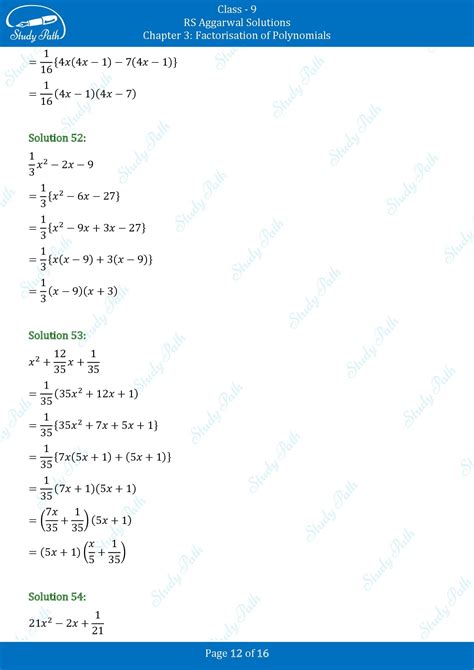 Rs Aggarwal Solutions Class 9 Exercise 3c Chapter 3 Factorisation Of