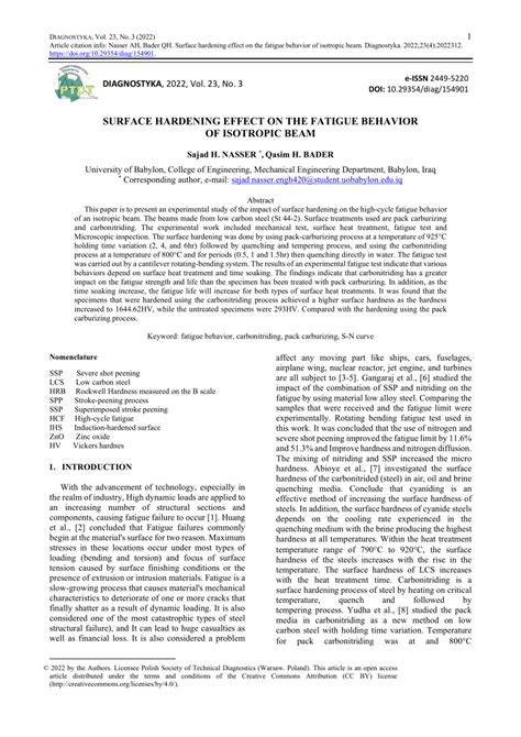 Pdf Surface Hardening Effect On The Fatigue Behavior Of Isotropic Beam