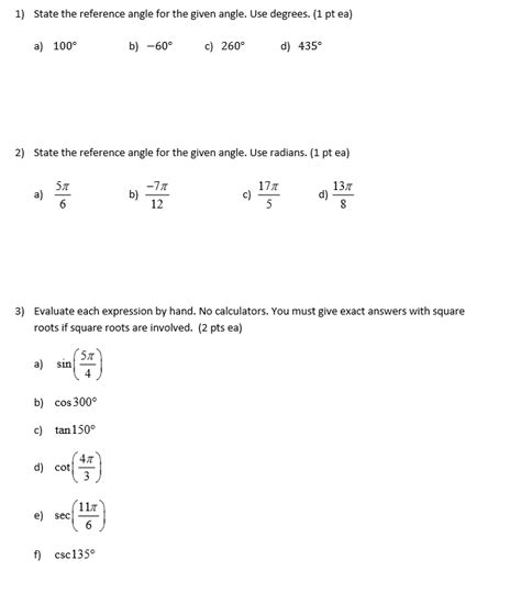 Solved 1 State The Reference Angle For The Given Angle Use Chegg Com