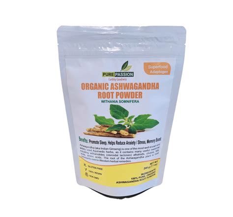 Organic Ashwagandha Root Powder Withania Somnifera Purepassion