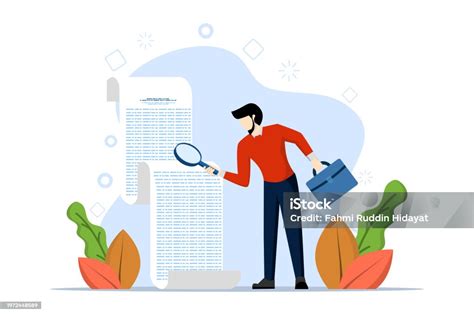 Document Checking Concept Businessman Manager Holding Document Paper Checking Big Magnifying