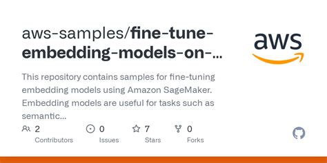 Github Aws Samplesfine Tune Embedding Models On Sagemaker This Repository Contains Samples