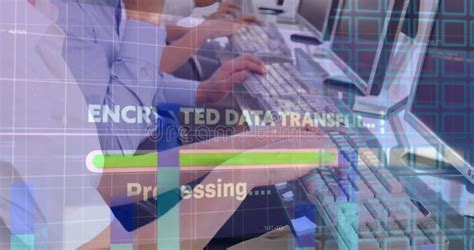 Image Of Data Processing And Encrypted Data Over Hands Of Diverse Call