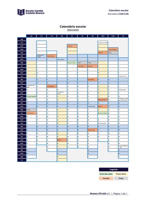 Calendário Escolar 2024 2025 Eccb