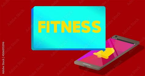 Fitness Text On Notification Bubble From Portable Information Device