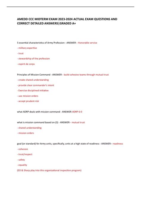 Amedd Ccc Midterm Exam Actual Exam Questions And Correct Detailed