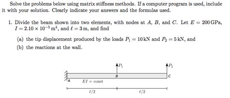 Solve The Problems Below Using Matrix Stiffness Chegg
