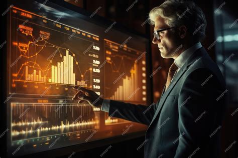 Premium Ai Image Businessman Analysing Infographic On Digital Screen