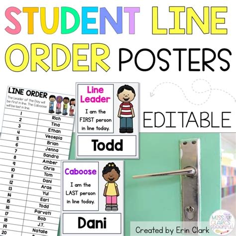 Editable Student Line Order Line Leader Caboose Posters Tpt