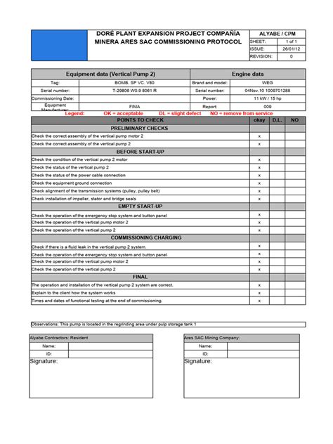 009 Vertical Pump Startup Protocol 2 Pdf Pump Manufactured Goods