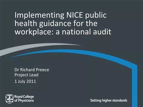 Ppt Implementing Nice Public Health Guidance For The Workplace A