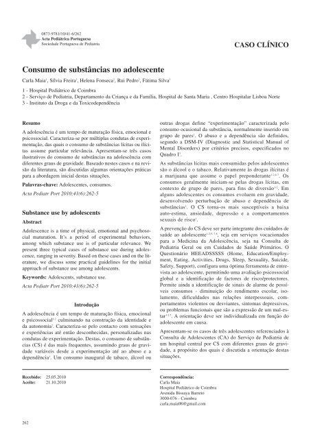 Consumo De Subst Ncias No Adolescente Sociedade Portuguesa
