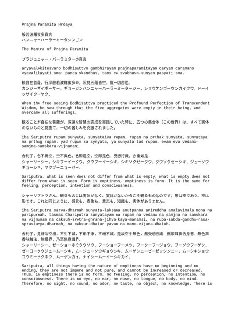 Prajna Paramita Hrdaya Kyoto Su Acjp Ro Sa Zh En Ja Pdf